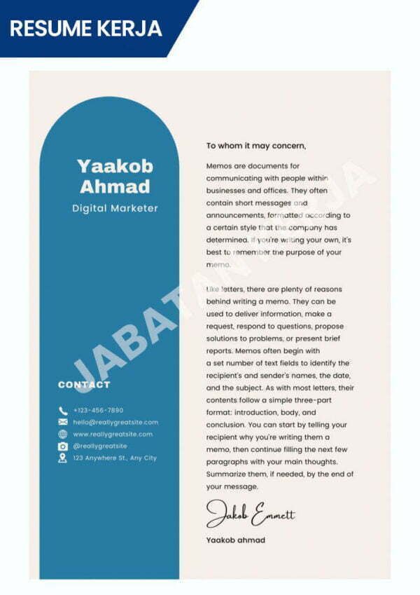 Resume Kerja - Dapatkan Template Resume Online Anda